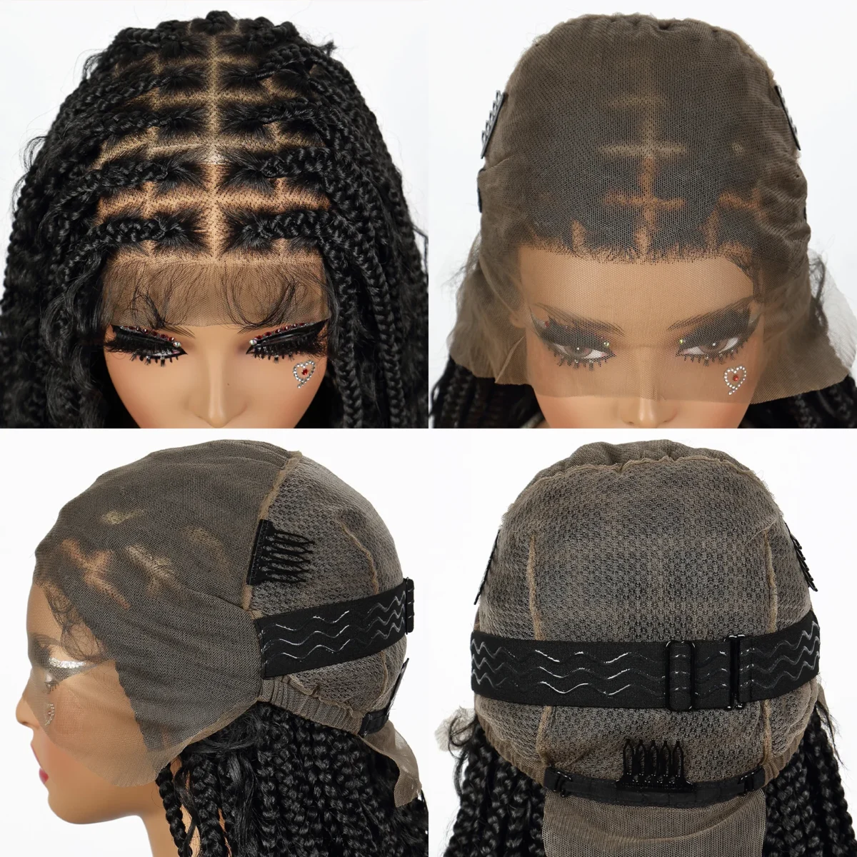 20 Inches Boho Braided Wigs Synthetic Full Lace Knotless Box Braided ...